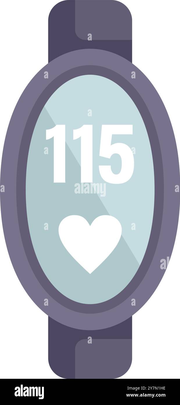 Smart watch showing heartbeat rate icon illustration in flat style ...