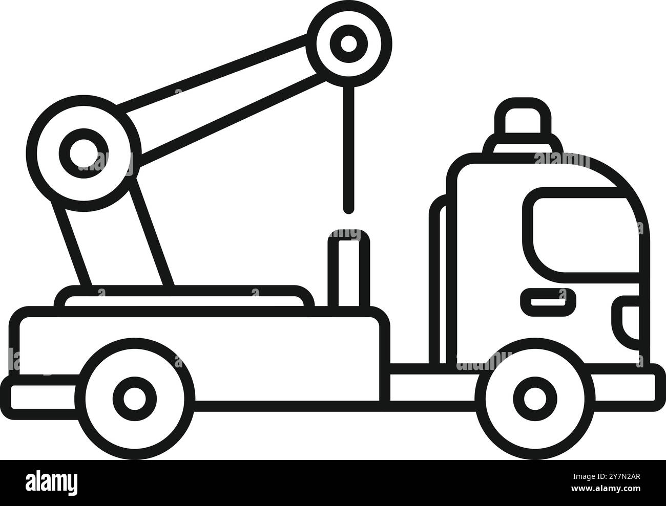 Line drawing of a tow truck using its hydraulic arm, ready to assist ...