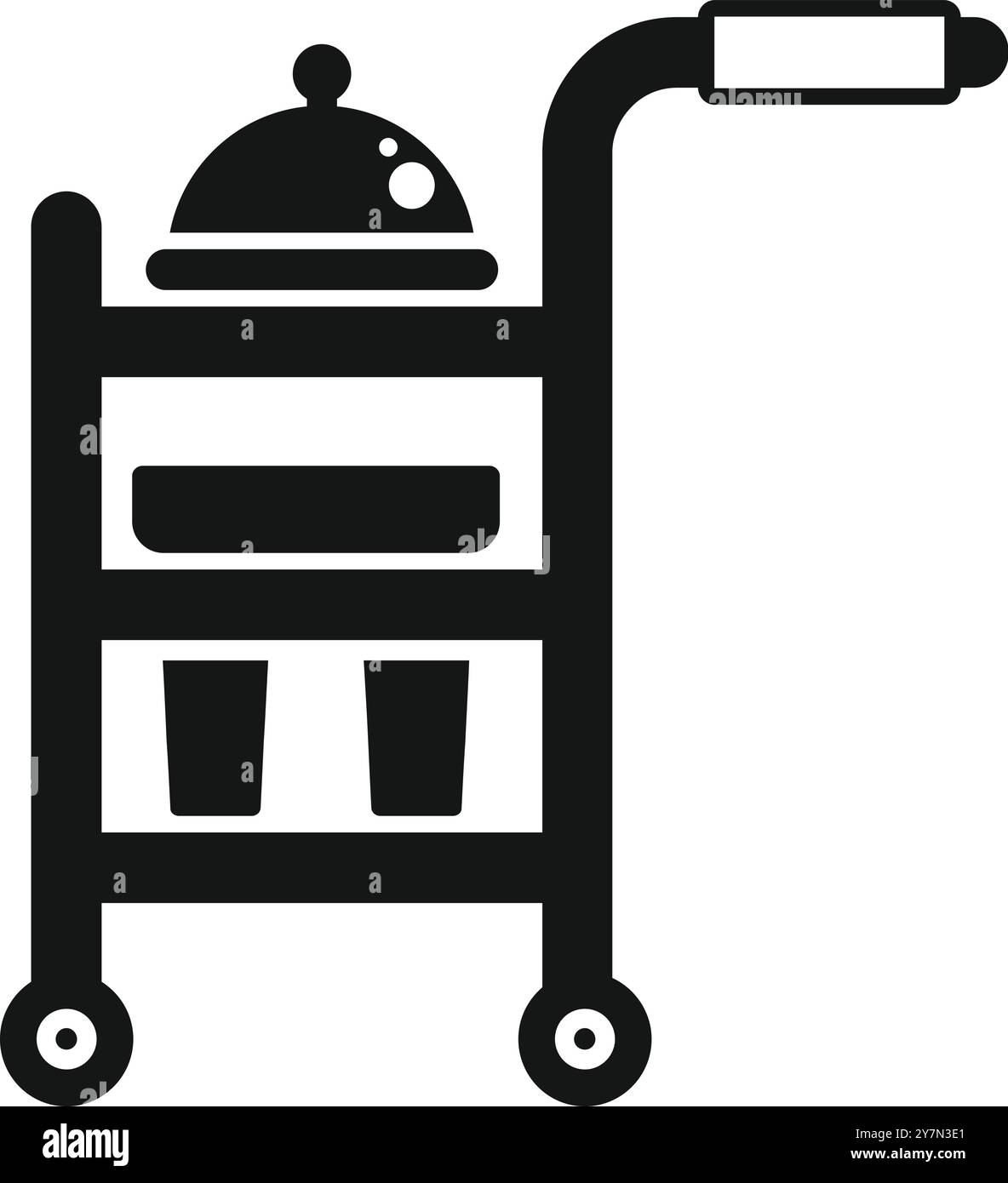 Simple vector of a room service cart holding a food serving tray and a ...