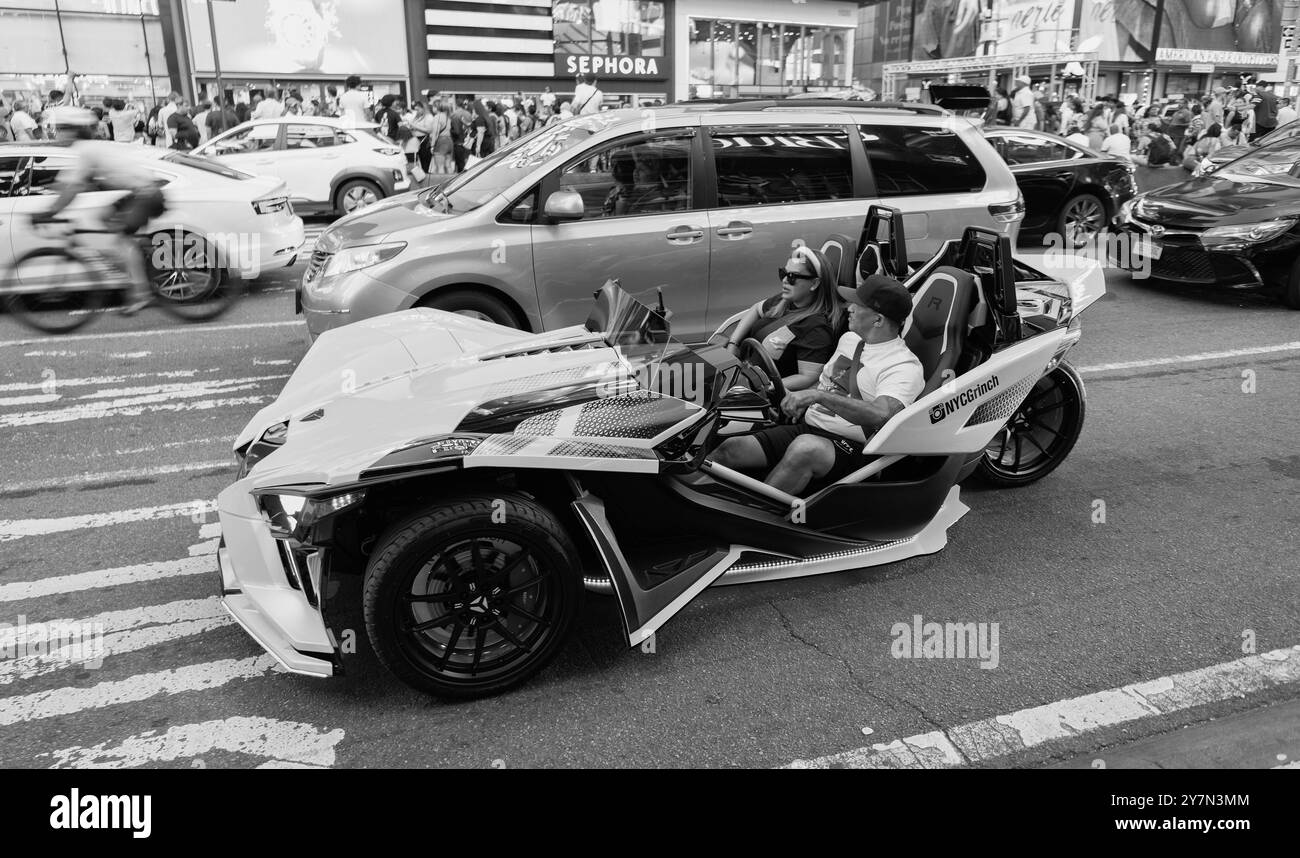 New York City, USA - July 23, 2023: polaris slingshot trike or tricycle ...