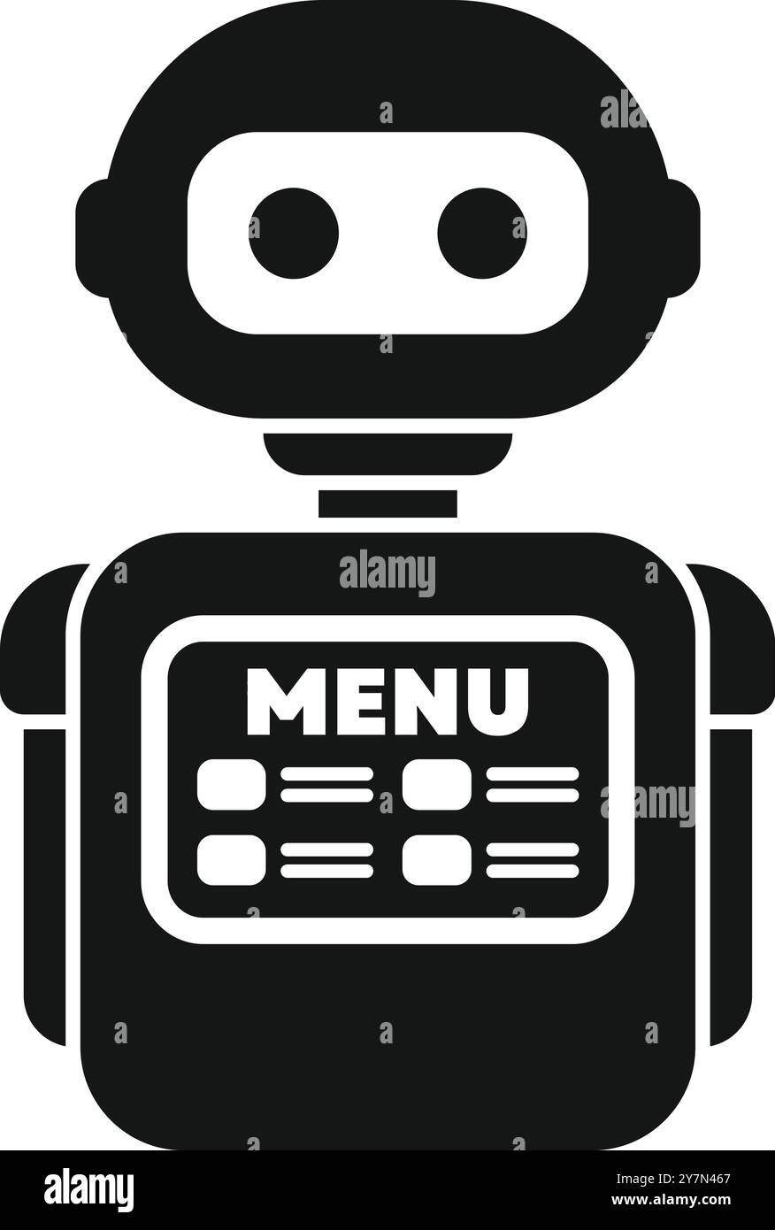 Robot showing digital menu for restaurant or cafe icon simple vector ...