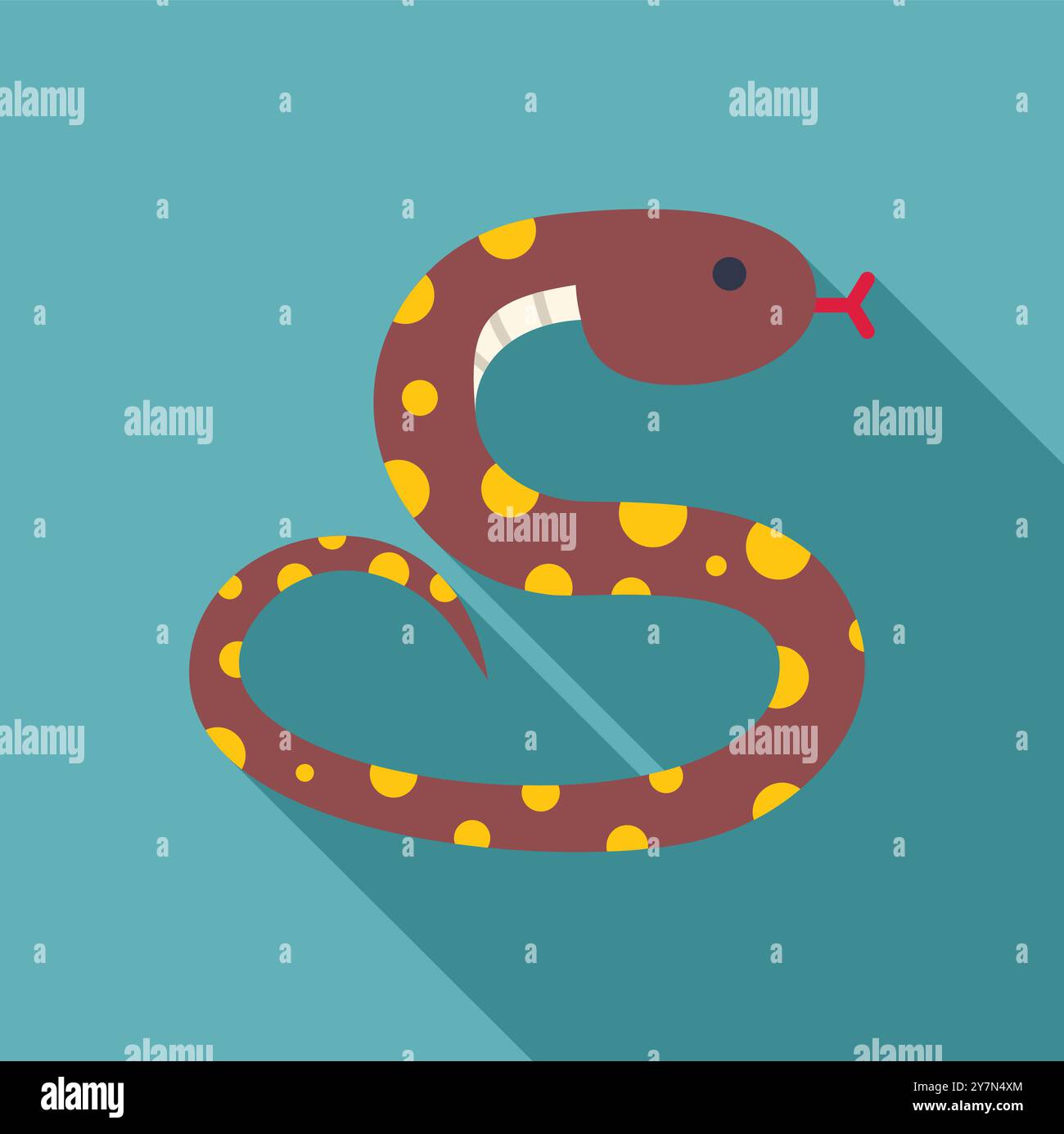 Brown spotted snake slithering with its tongue out icon in flat style ...