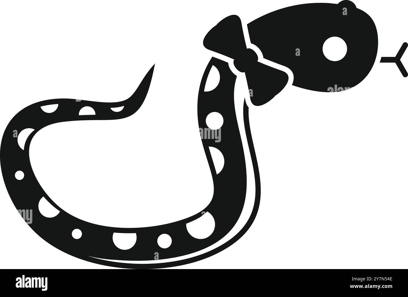 Black silhouette of a spotted snake with a bow tie sticking out its ...
