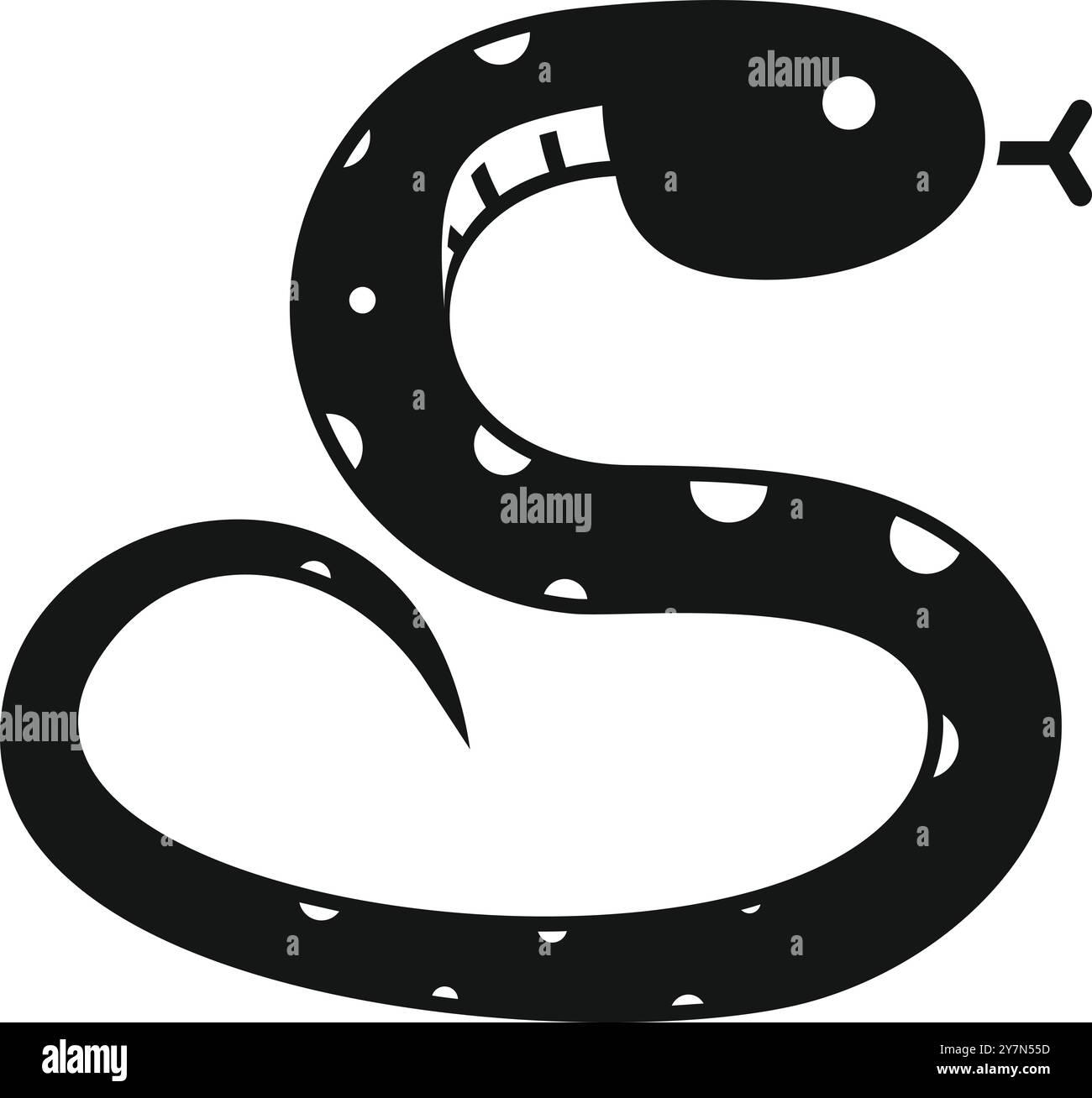 Black and white icon of a spotted snake slithering with its tongue out ...