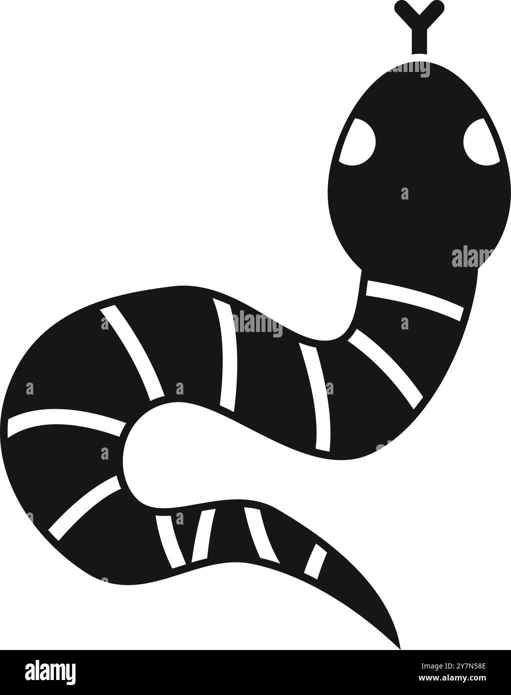 Black striped snake slithering icon in simple style on a white ...