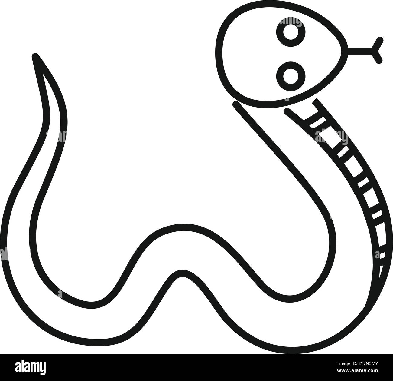 King cobra snake slithering with its tongue out line icon design Stock ...