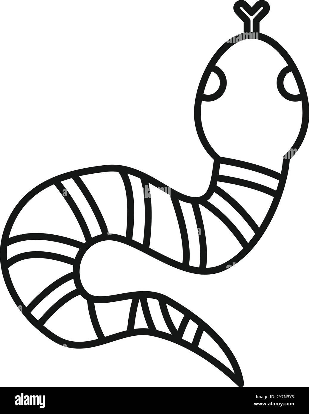 Simple line drawing of a striped snake slithering with its tongue out ...