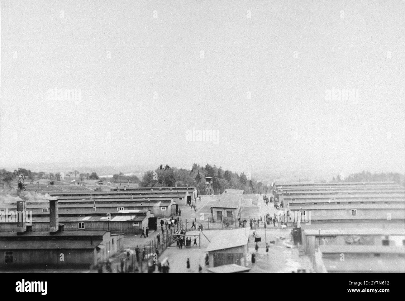 A view of the Russian camp at Mauthausen. Mauthausen was a Nazi forced ...