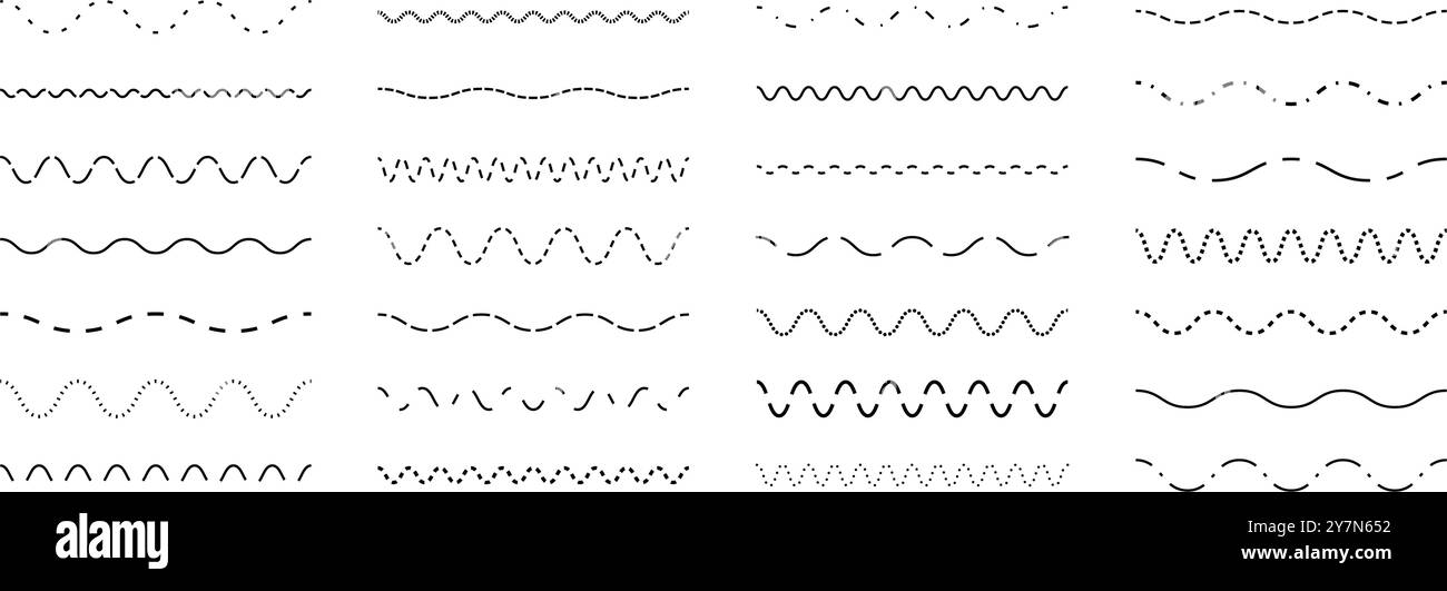 Dashed wave line set. Dotted dividers or separators design element ...