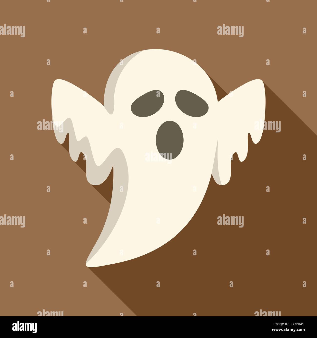 Minimalist vector illustration of a spooky ghost floating with a long ...