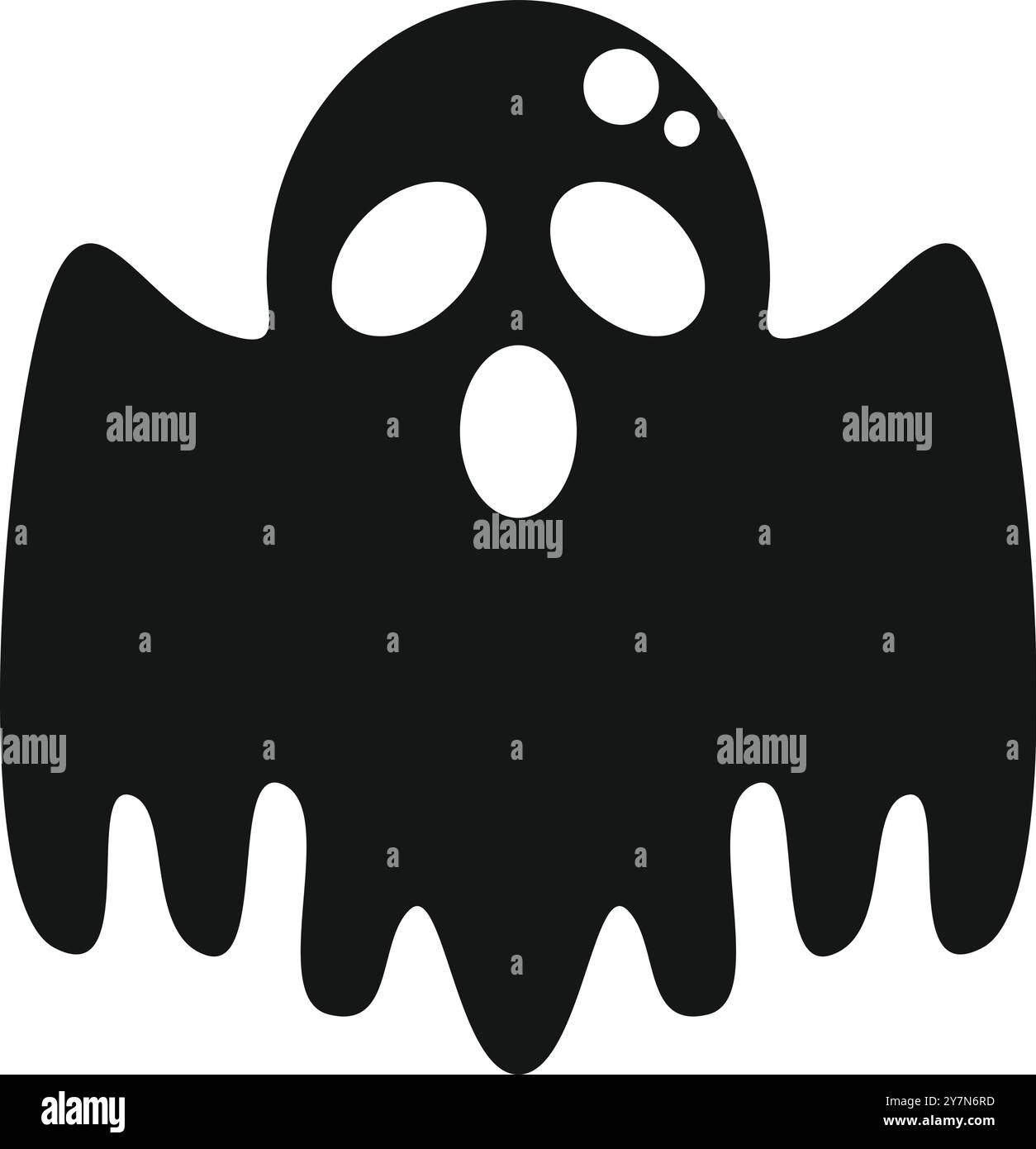 Simple black and white vector illustration of a cartoon ghost with its ...