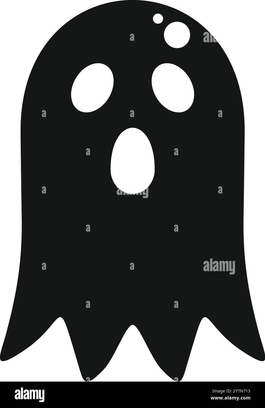 Simple vector illustration of a black ghost shouting with its mouth ...