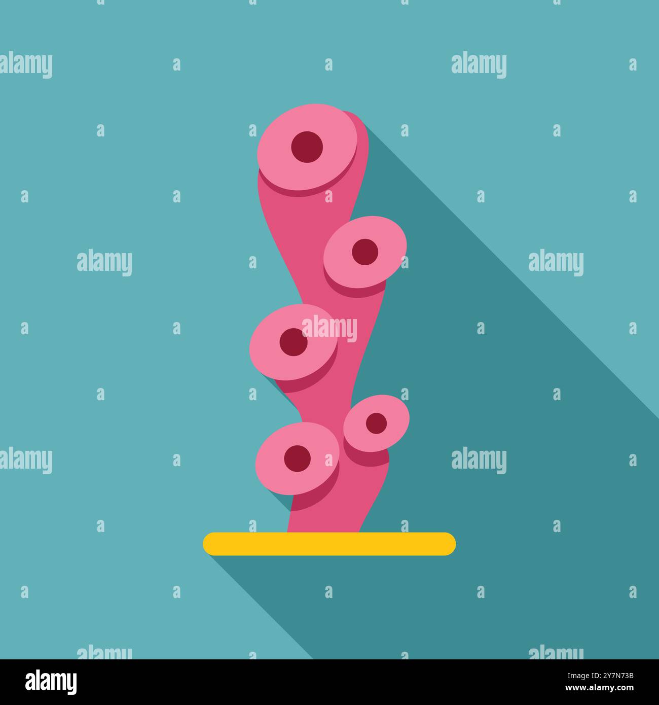 Simple vector illustration of a pink tube sponge growing upwards on the ...