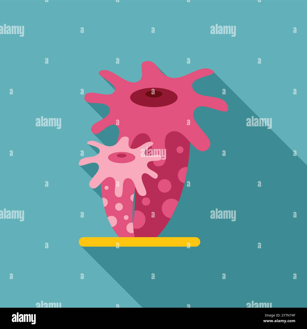 Minimalist flat design icon of two pink coral reef polyps growing on ...