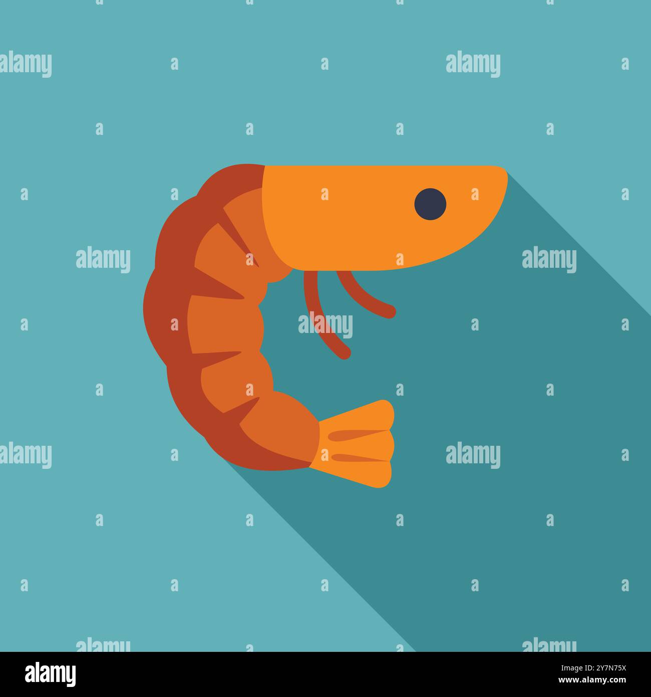 Minimalist vector illustration of a cooked shrimp, ideal for projects ...
