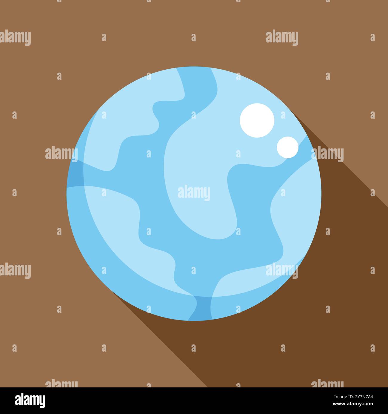 Simple vector illustration of a blue cartoon planet with oceans and ...