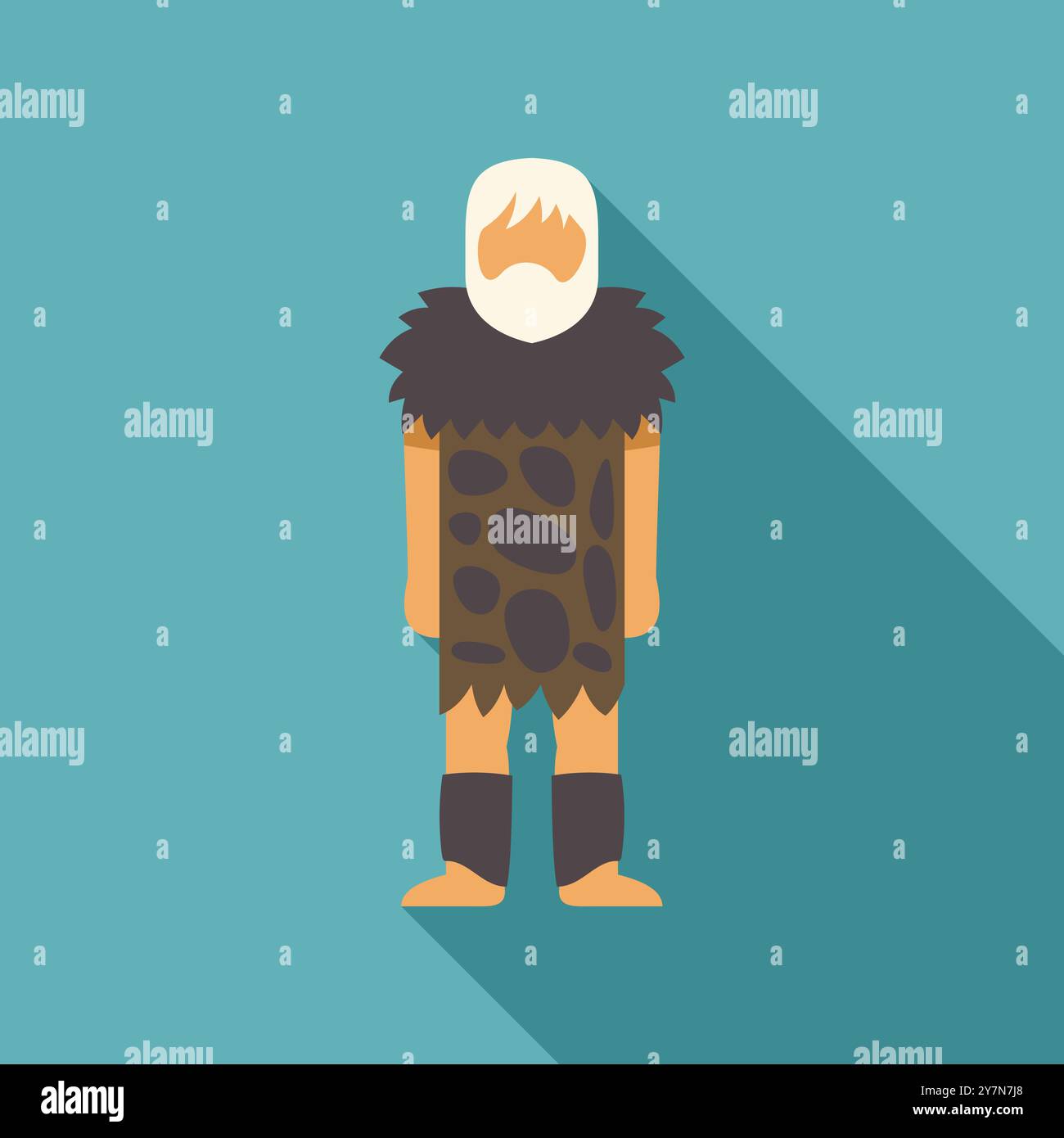 Cartoon caveman with a long beard is wearing animal skin clothing Stock ...