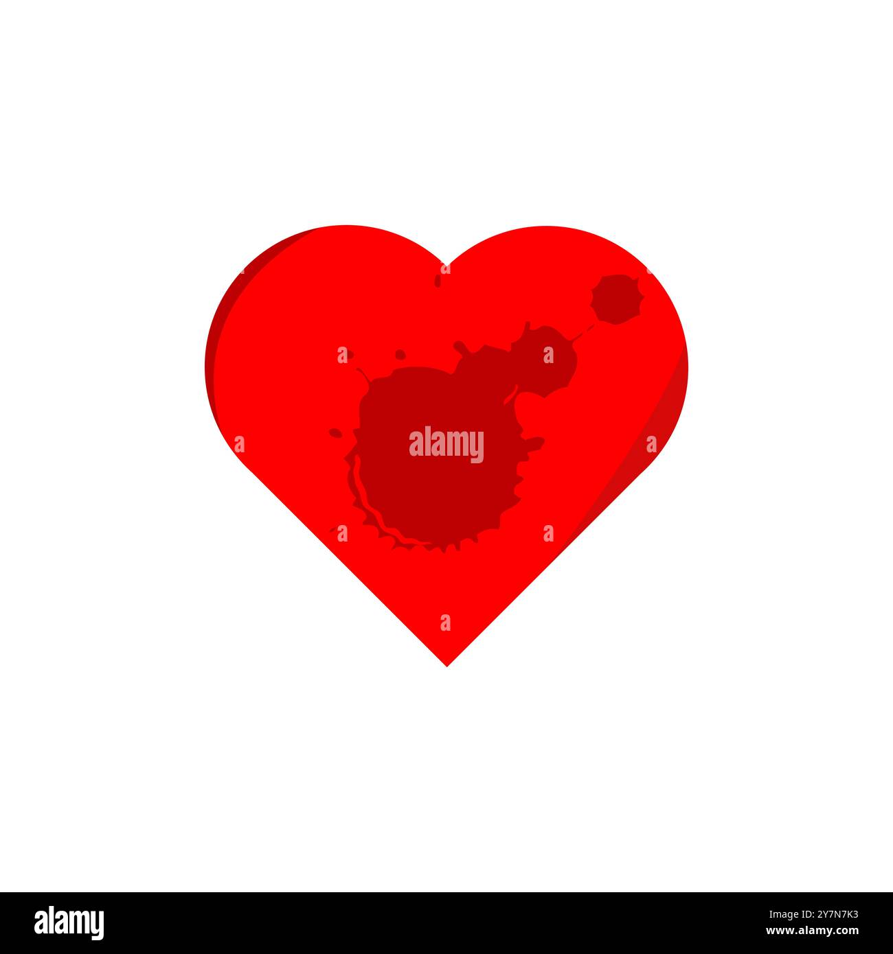 Red heart icon vector. Red color injured heart attack bloody heart sign ...