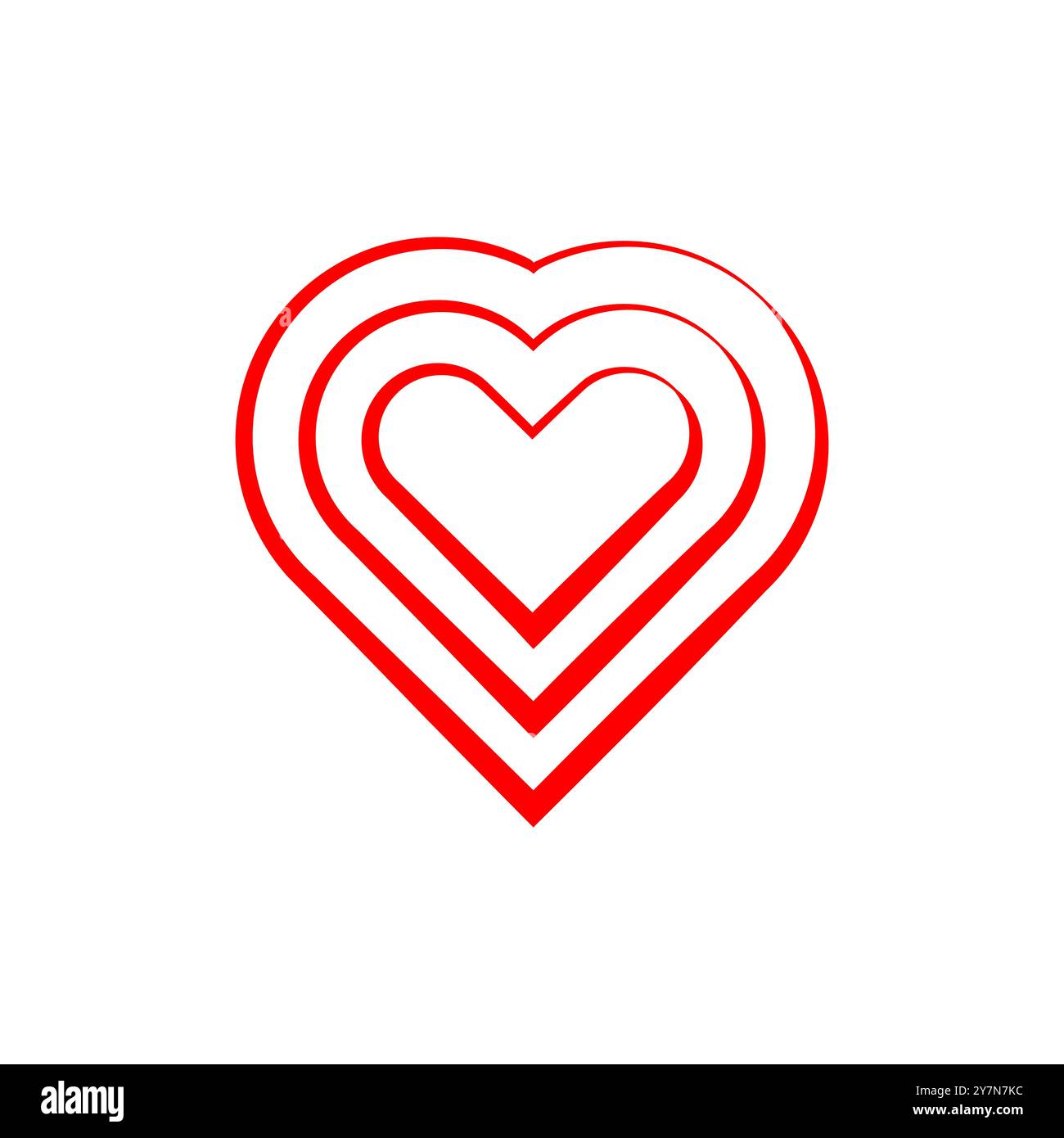 Stroke line red heart. Red color heart icon vector isolated on white ...