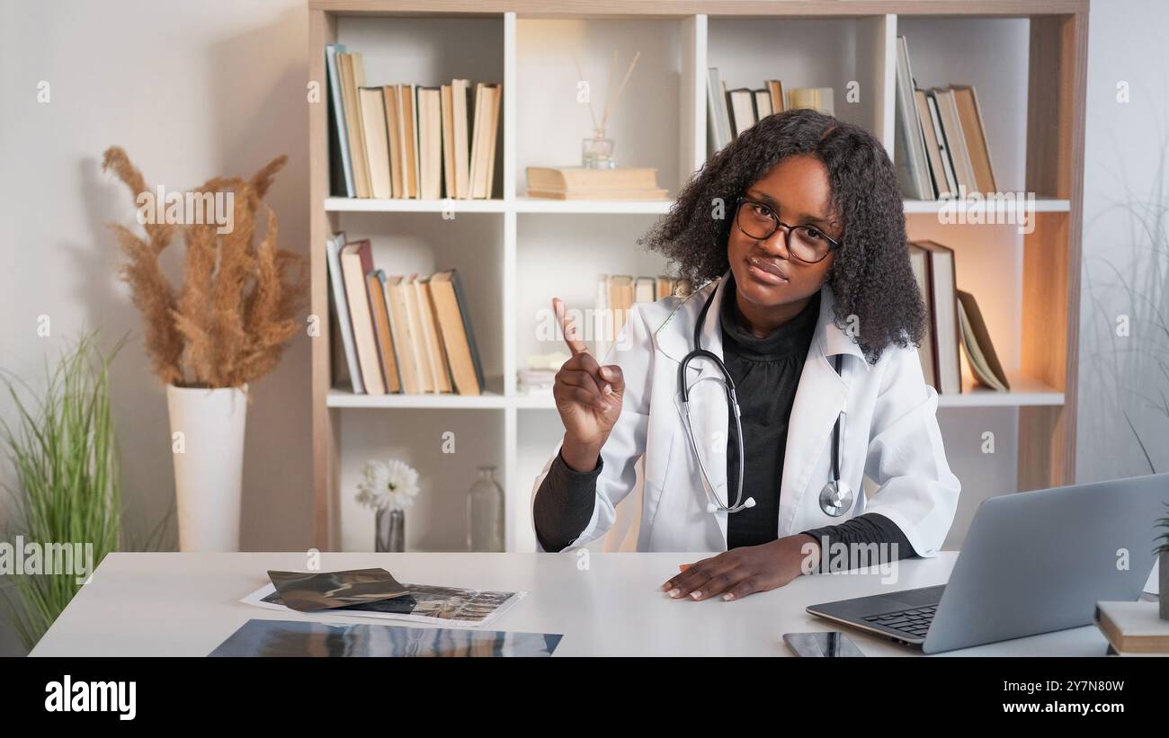 Doctor warning. Healthcare advice. Medical specialist woman in white ...