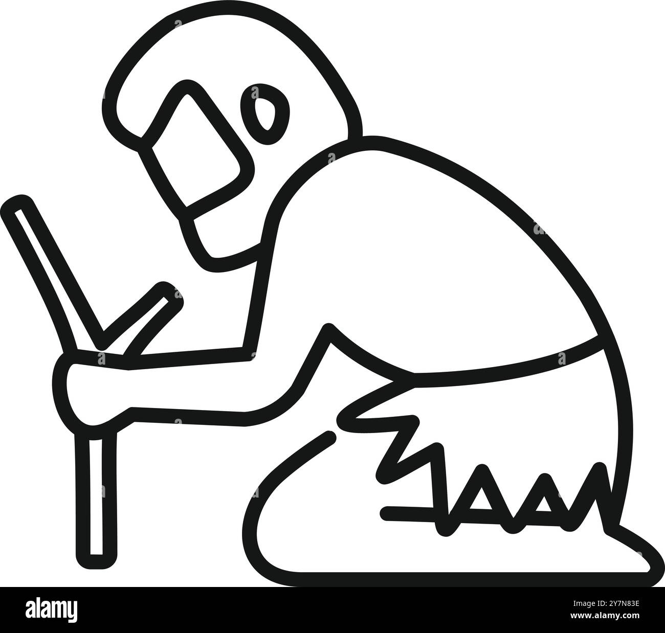 Primitive man digging the ground with stick icon outline vector Stock ...