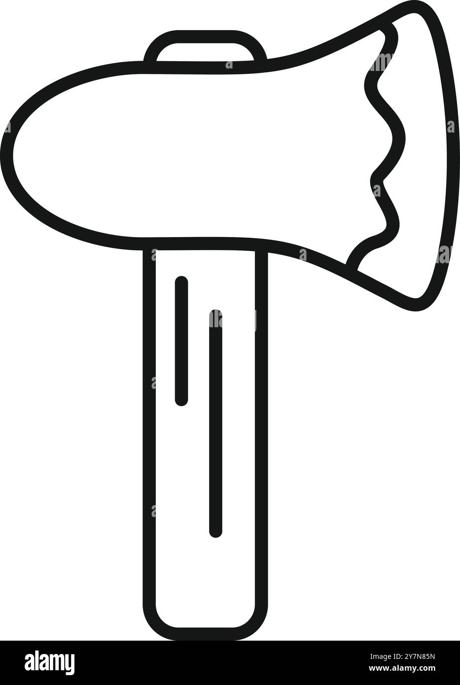 Firefighter axe with wooden handle for cutting wood line icon isolated ...