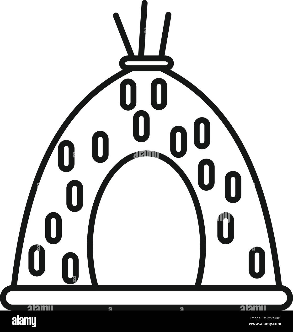 Simple vector icon of a traditional african hut with wooden structure ...