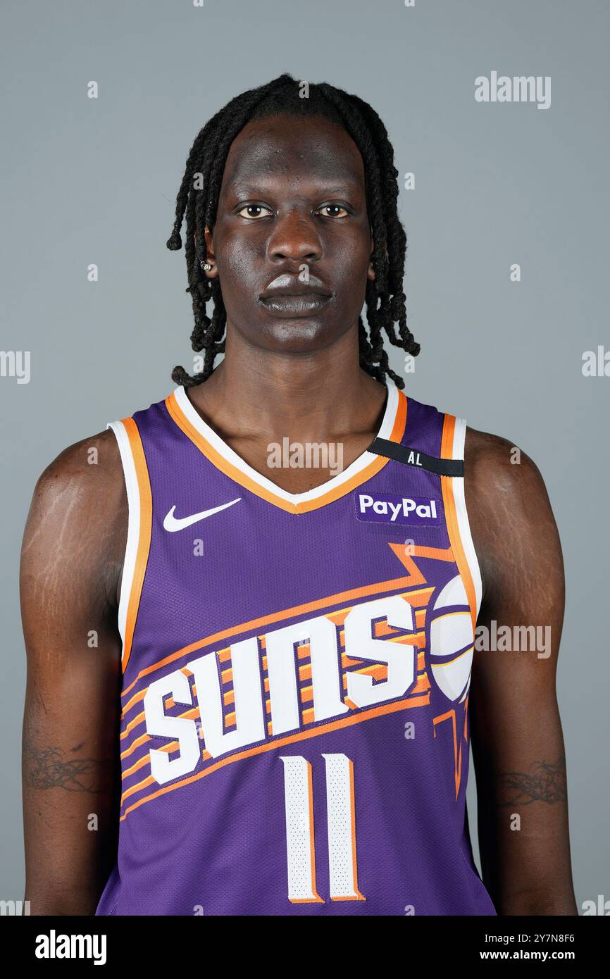 Phoenix Suns center Bol Bol poses for a photo during an NBA basketball ...