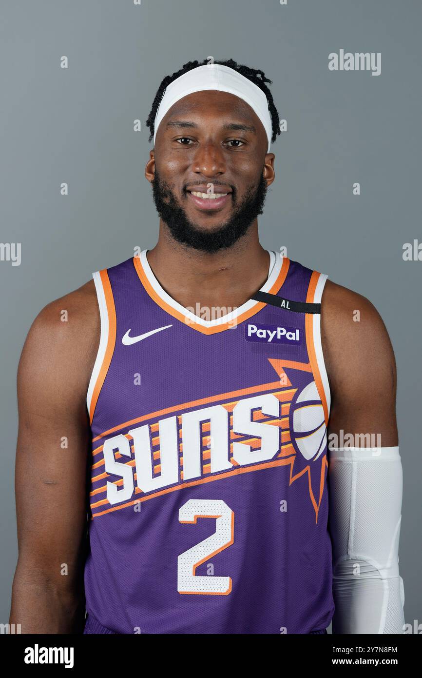 Phoenix Suns forward Josh Okogie poses for a photo during an NBA ...