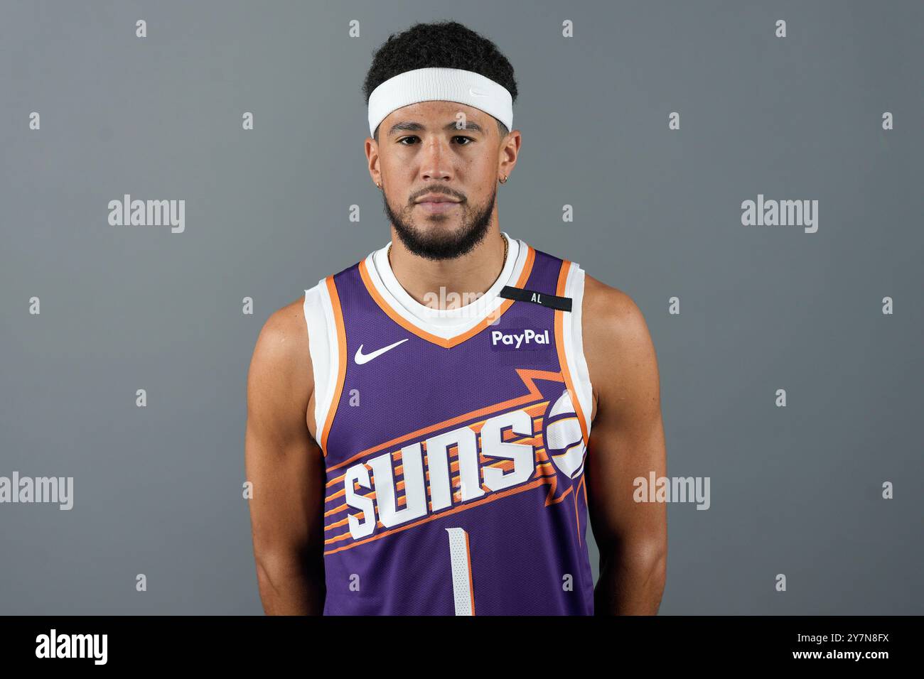 Phoenix Suns guard Devin Booker poses for a photo during an NBA ...