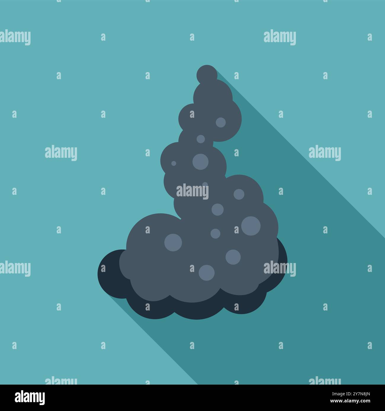 Cartoon vector illustration of smoke cloud rising with long shadow on ...