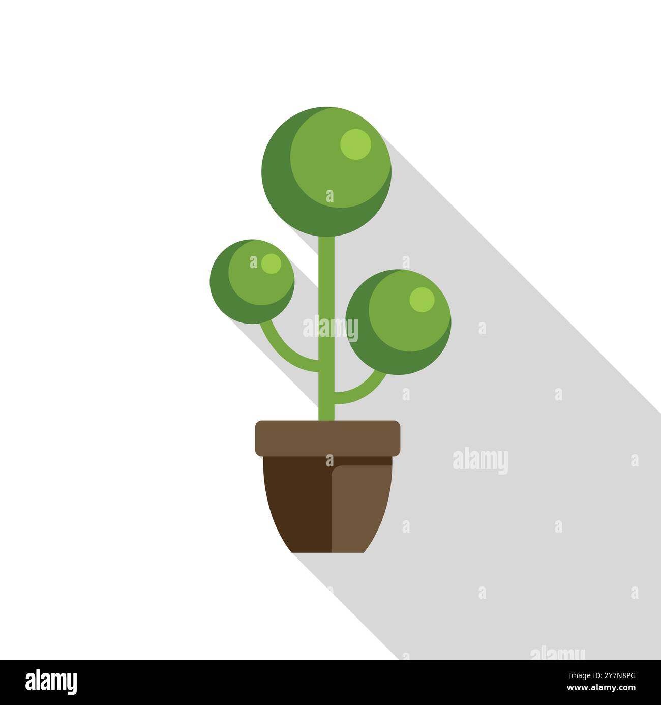 Minimalist flat design icon of a spherical topiary tree growing in a ...