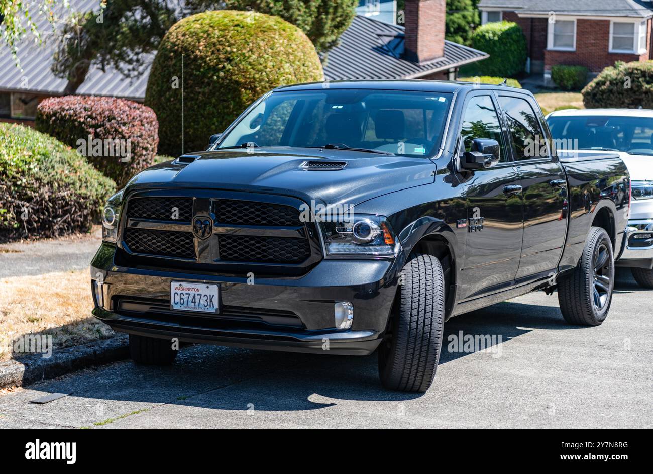 Seattle, WA, USA -July 3, 2024: 2017 Dodge Ram 1500 hemi 5.7 liter ...