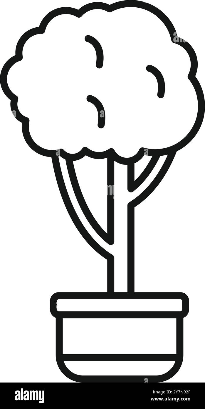 Office tree growing in pot icon thin line vector illustration Stock ...