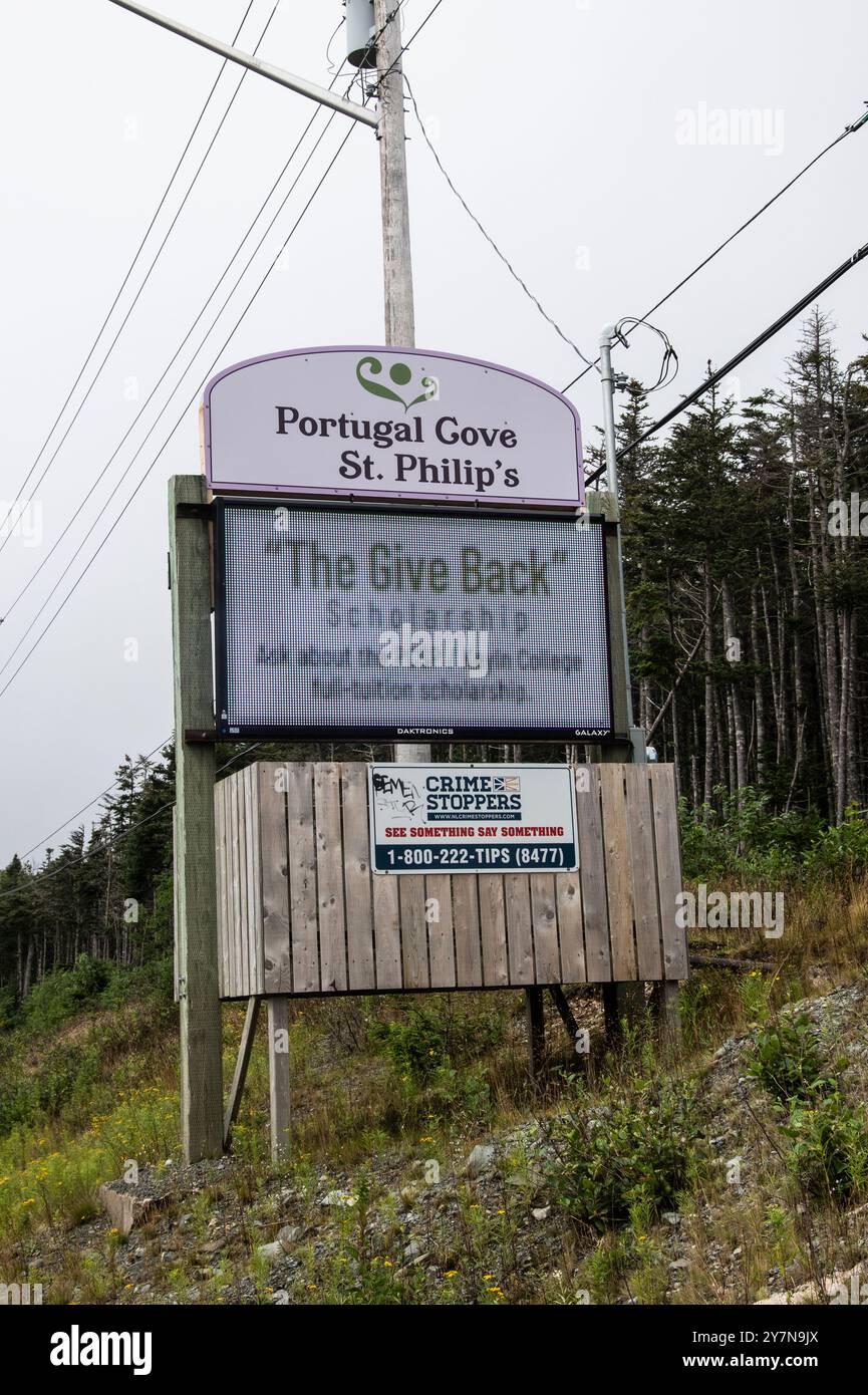 Portugal Cove St. Philip's information sign with screen in Newfoundland ...