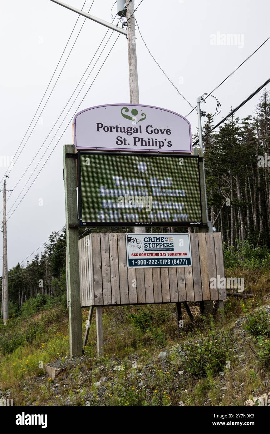 Portugal Cove St. Philip's information sign with screen in Newfoundland ...