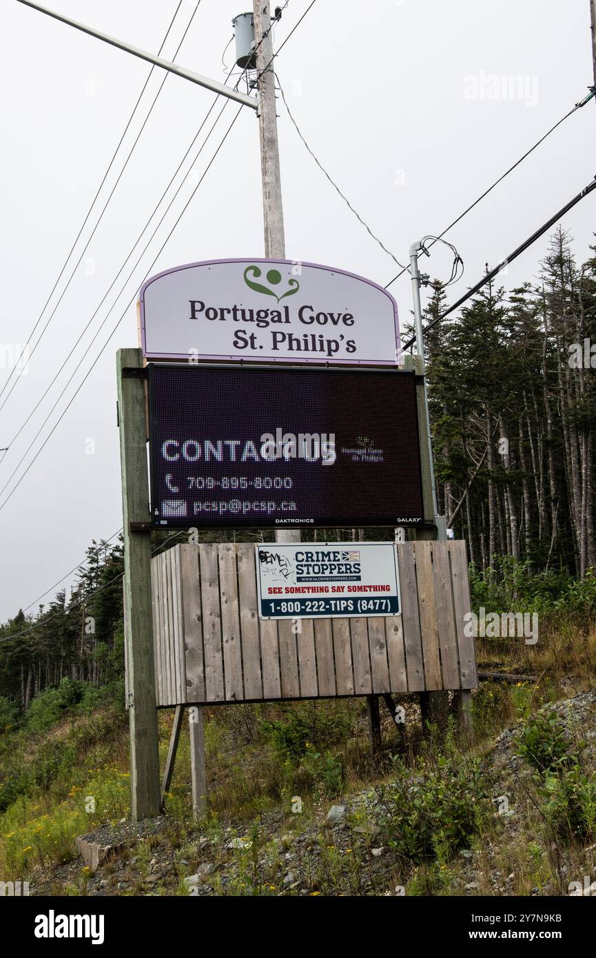 Portugal Cove St. Philip's information sign with screen in Newfoundland ...