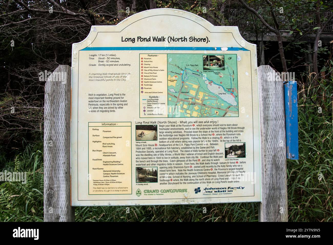 Information sign on Long Pond North Shore walk at Pippy Park in St ...