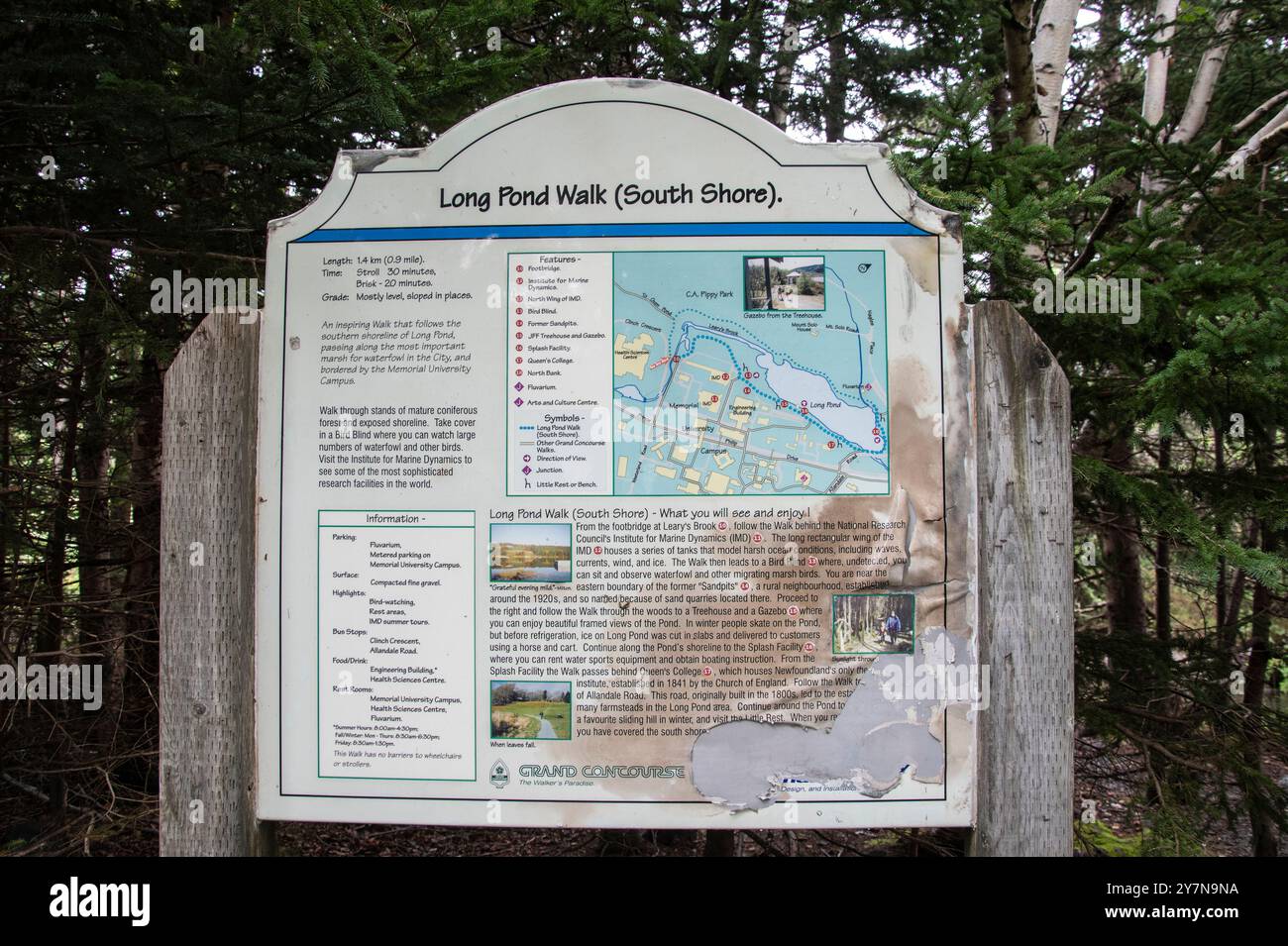 Information sign on Long Pond South Shore walk at Pippy Park in St ...