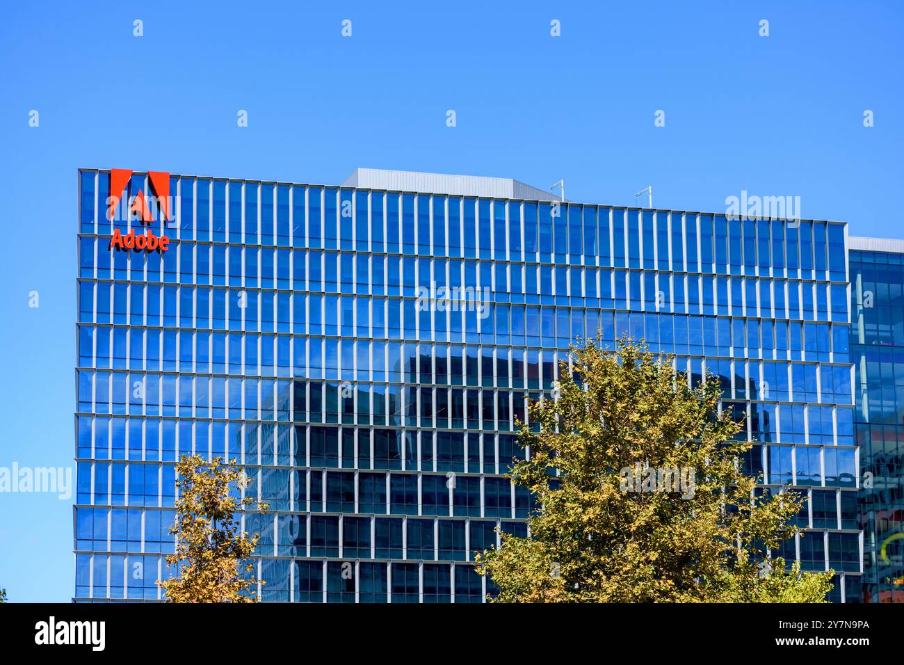 Exterior view of Adobe Founders Tower building at the company global ...