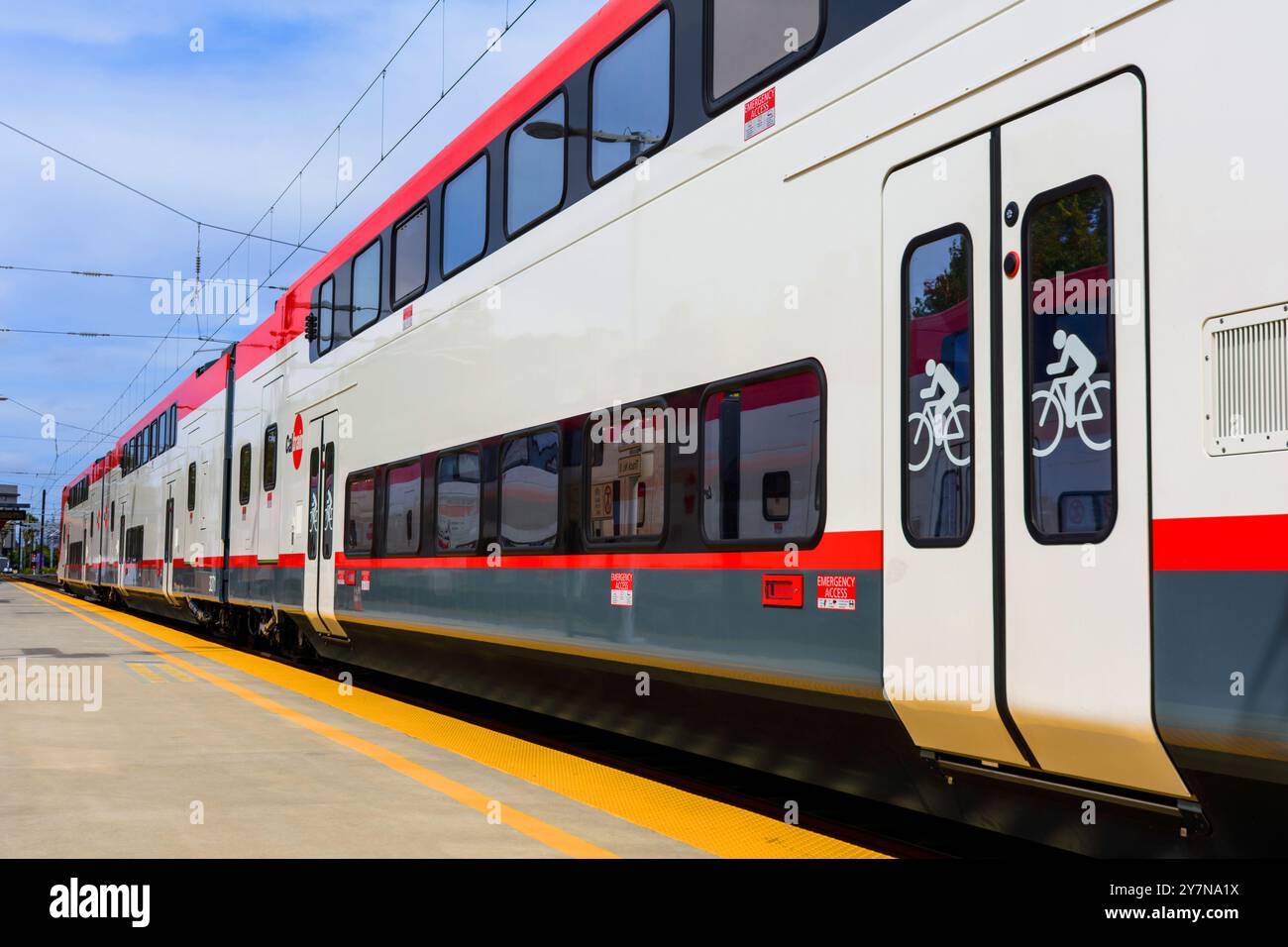 Exterior view of a Caltrain double-decker electric train Stadler KISS ...
