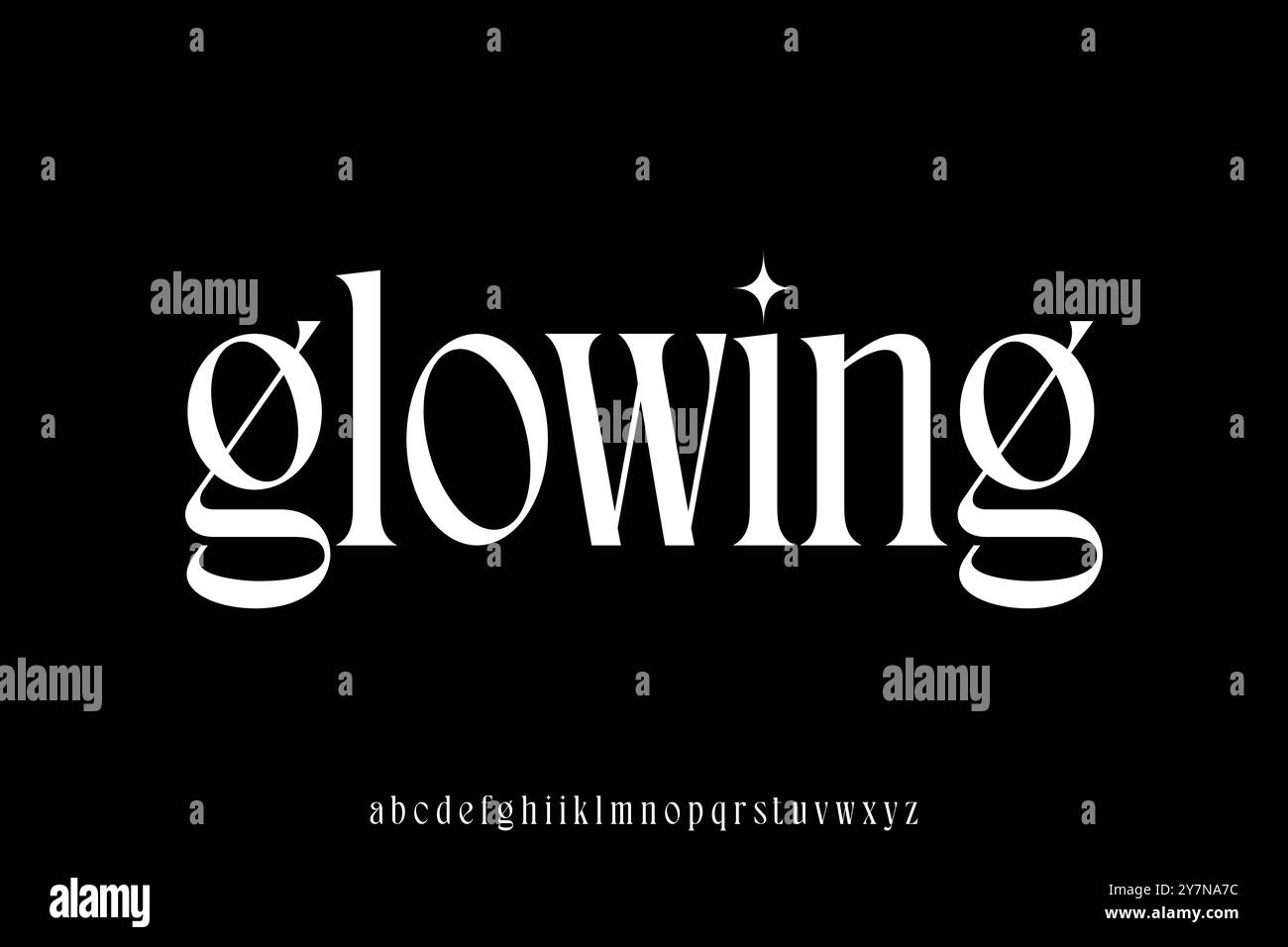 Elegant decorative serif alphabet display font vector. Luxury glowing ...