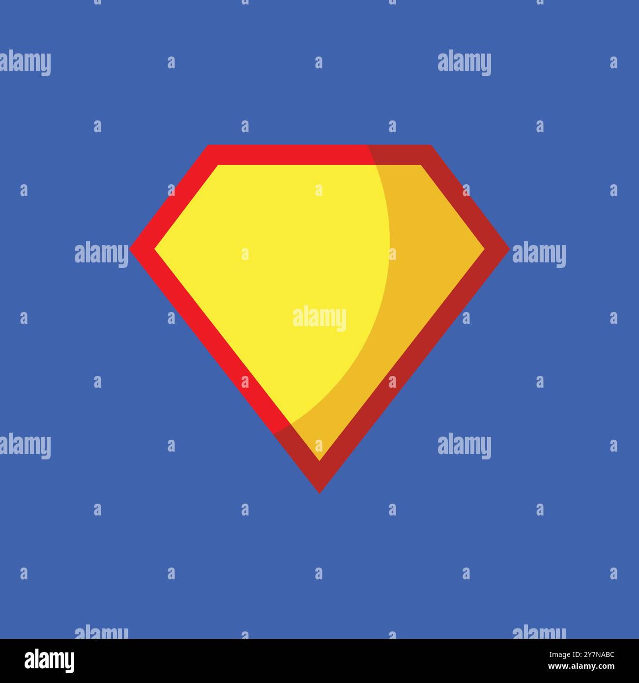 Comic hero icon, symbol shield. Isolated vector on blue background ...