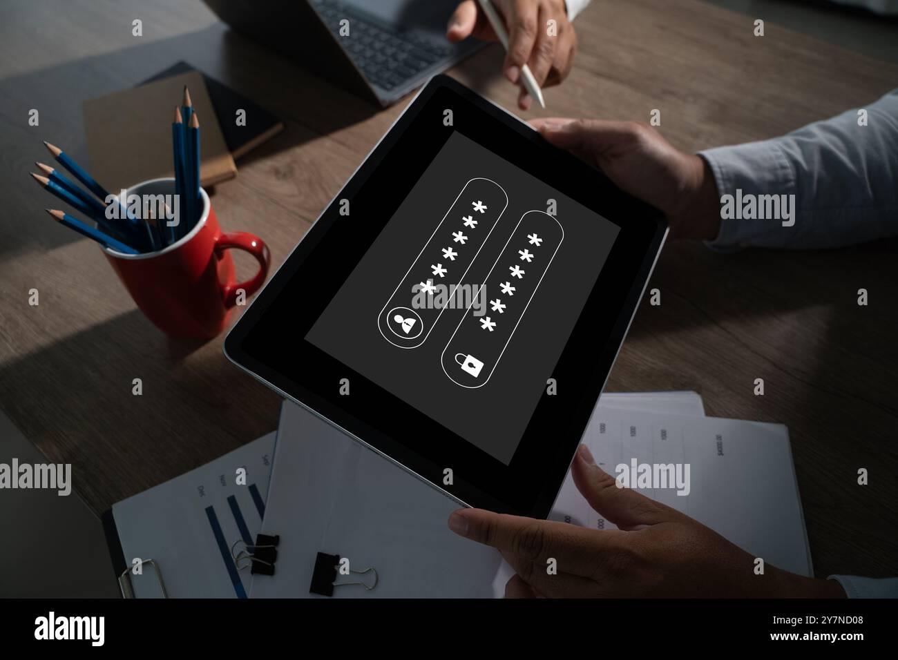 password security show login and password on screen display, cyberspace ...