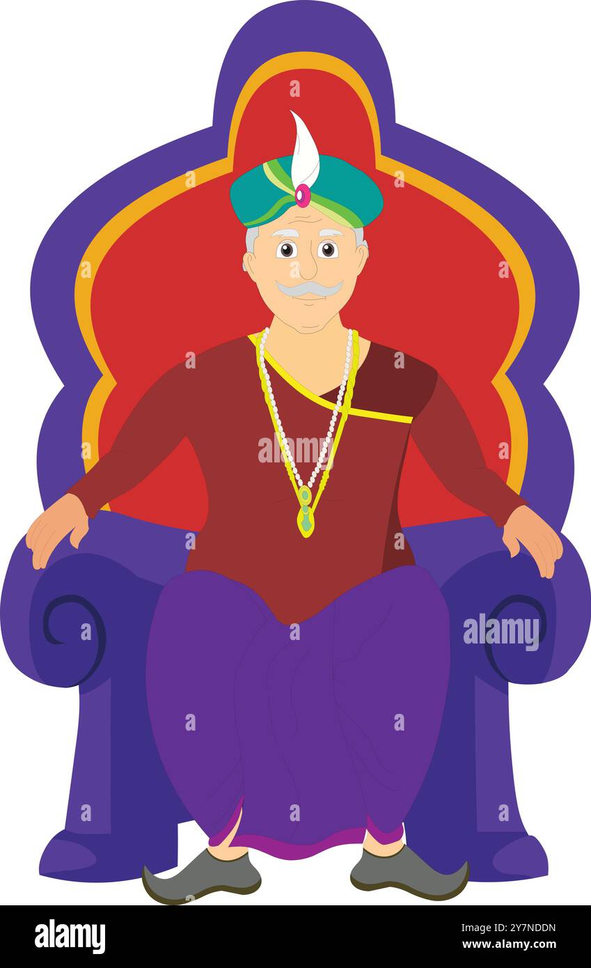 Indian king sitting on a throne with a traditional dress . King sitting ...