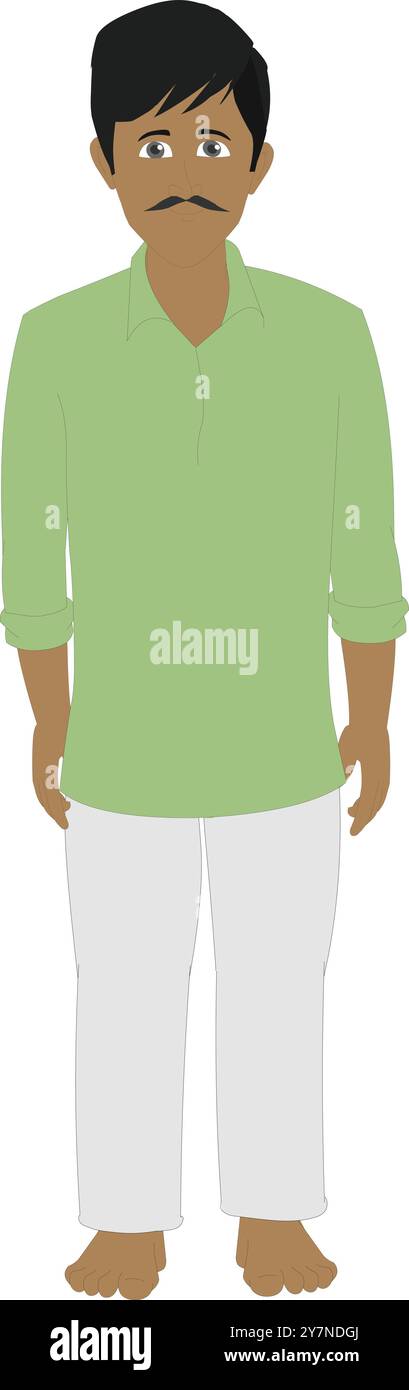 Indian Man character for cartoon animation. Indian village poor man ...