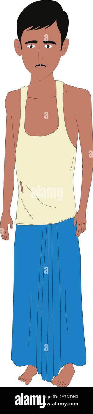 Indian Village man cartoon character wearing banyan and a lungi ...