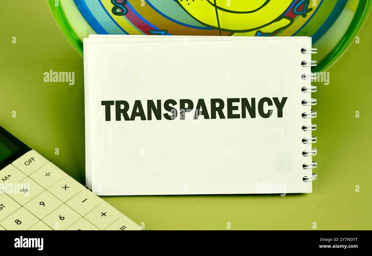 TRANSPARENCY word alphabet letters in the notebook, the front view ...