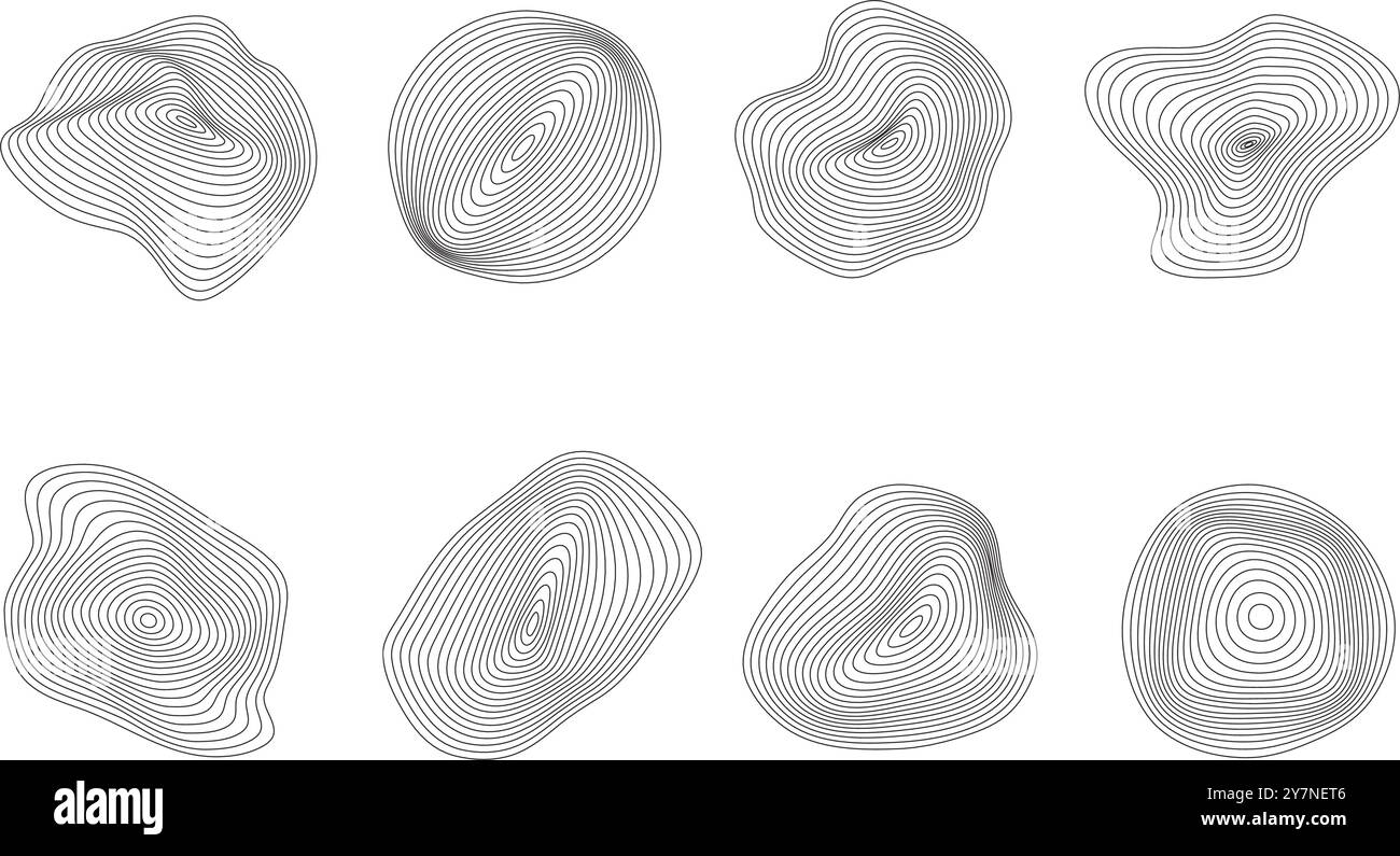 Topography line pattern circles. Circular organic rings. Wavy abstract ...