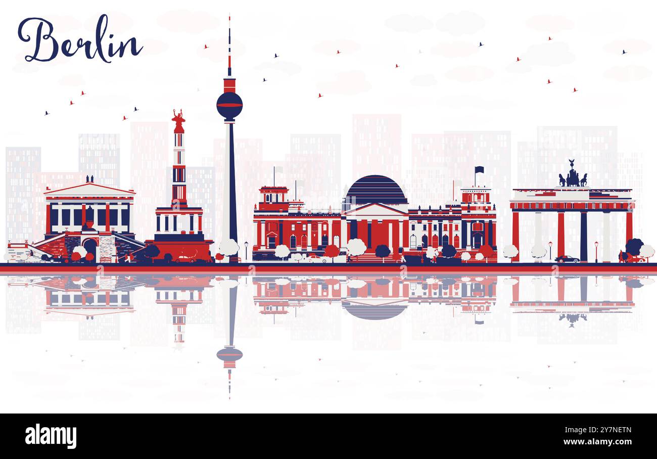 Abstract Berlin Germany city Skyline with Color Buildings and ...